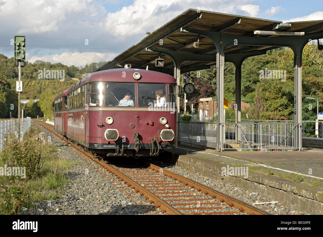 Preserved German railbus at Herdecke, NRW, Germany Stock Photo - Alamy