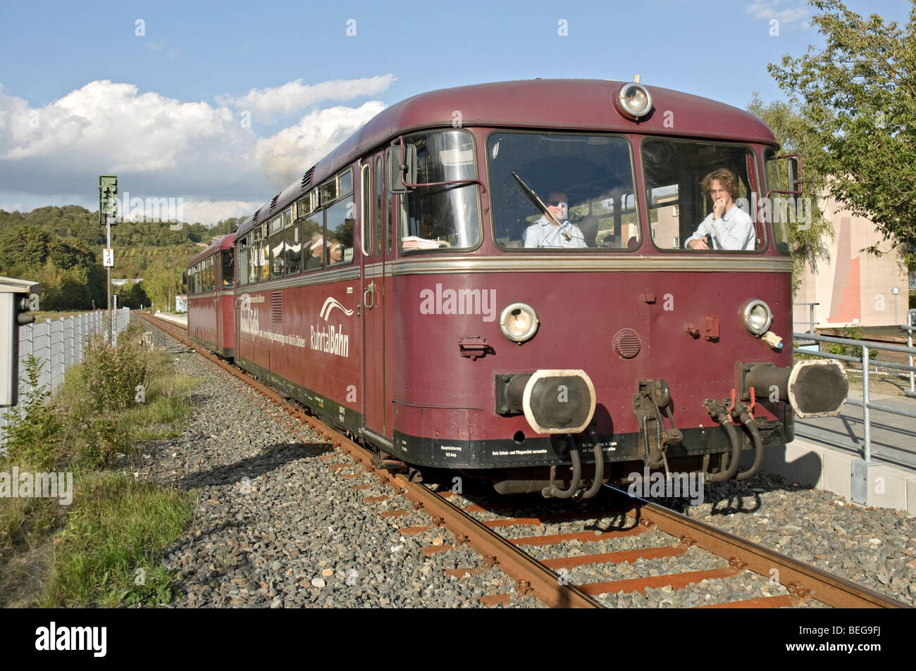 Preserved German railbus at Herdecke, NRW, Germany Stock Photo - Alamy