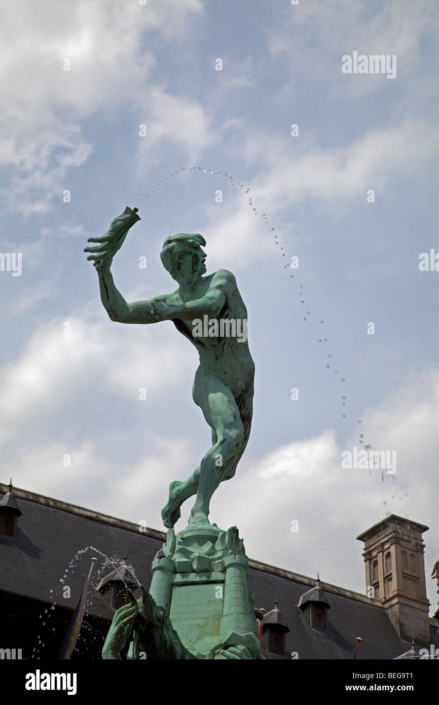 Statue of Brabo in the Grote Markt at Antwerp Stock Photo - Alamy