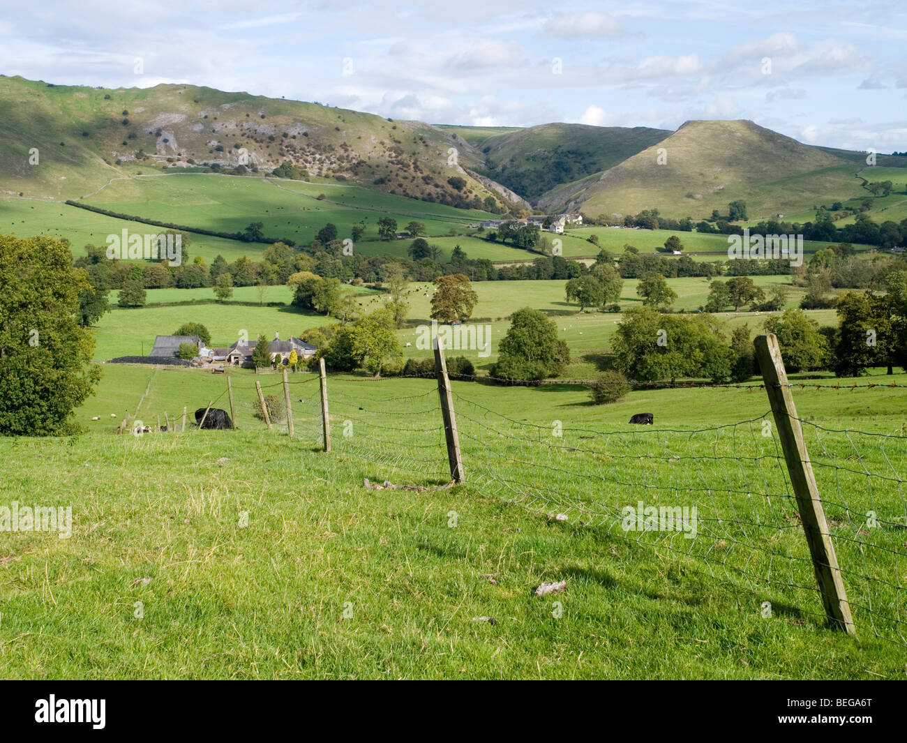 Rural countryside surrounding Ilam Village in Derbyshire England UK ...