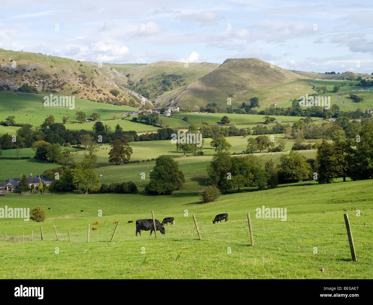 Rural countryside surrounding Ilam Village in Derbyshire England UK ...