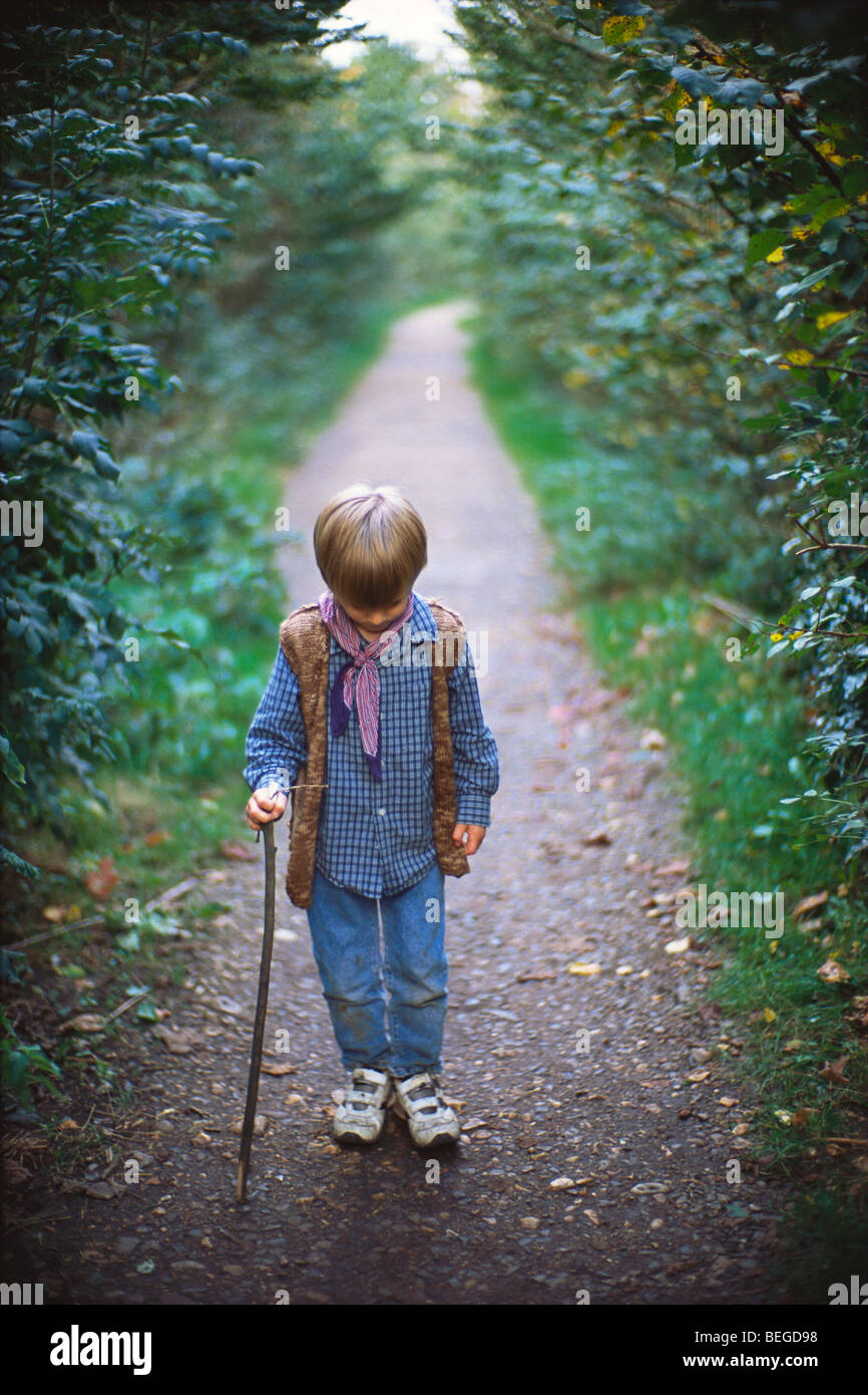 Five year old boy walks along thames towpath Stock Photo - Alamy