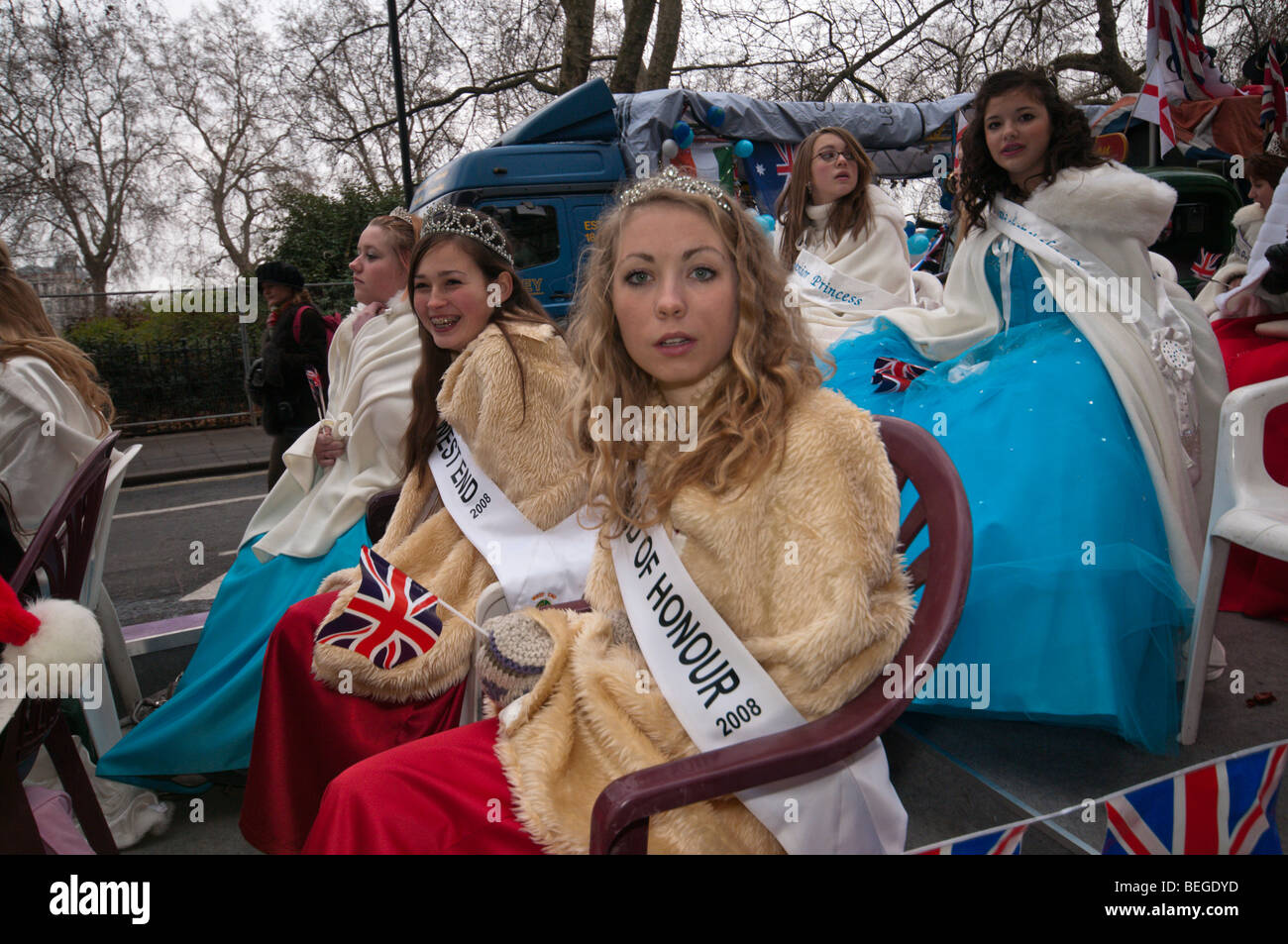 Beauty Queens, Princesses & Maids of Honour on a float for the London ...