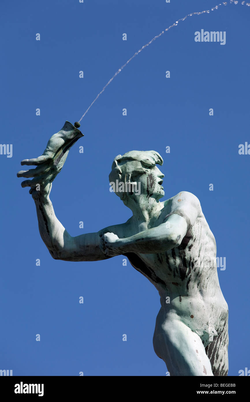 Detail of the Brabo Fountain showing Silvius Brabo throwing giant Druon ...