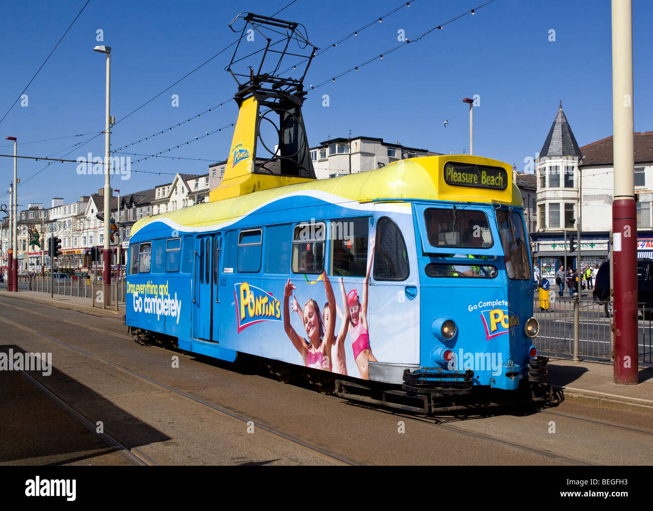 Pleasure Beach Tram Car Blackpool London Stock Photo - Alamy