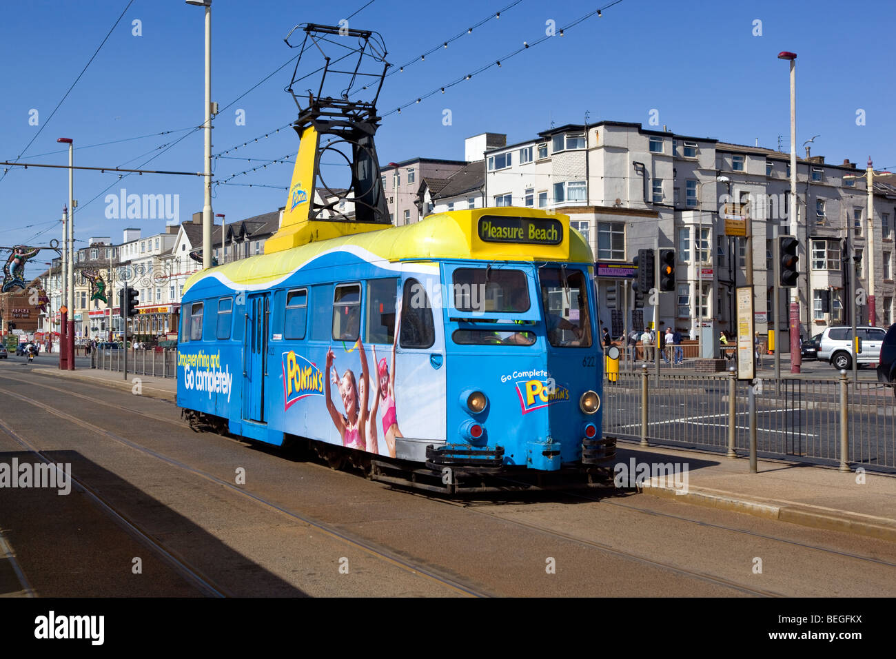 Pleasure Beach Tram Car Blackpool Stock Photo - Alamy