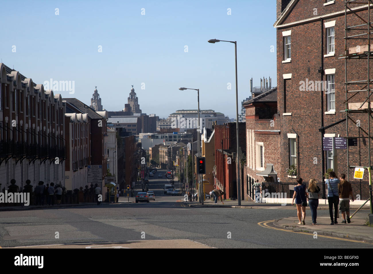 looking down duke street to liverpool city centre merseyside england uk ...