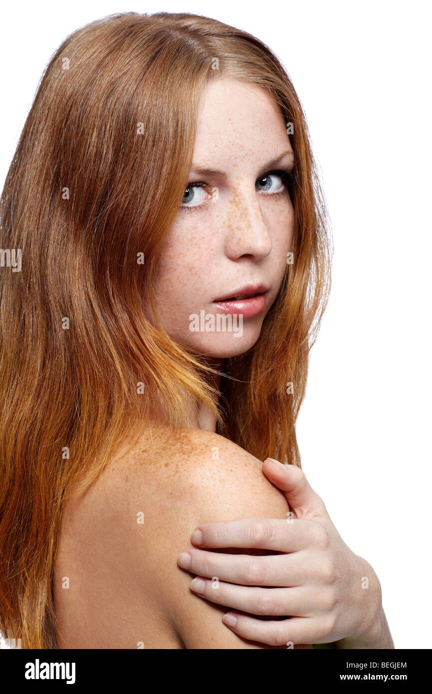 portrait of beautiful red-haired model posing Stock Photo - Alamy
