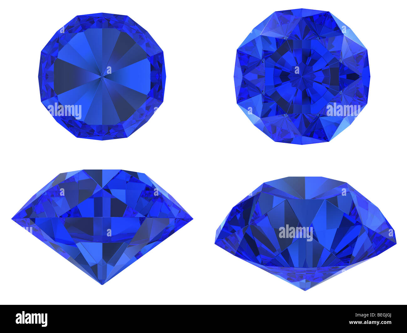 Blue diamond set with different view isolated Stock Photo - Alamy