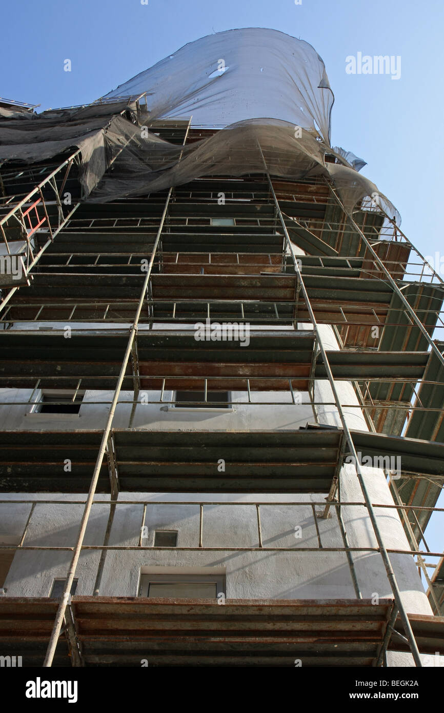 High-rise building in Larnaca, Cyprus, being restorated Stock Photo - Alamy