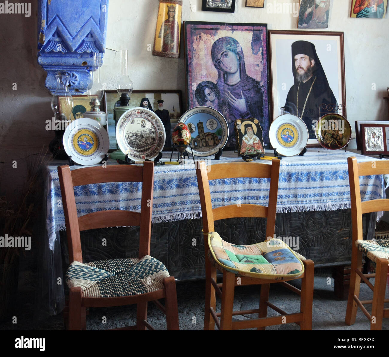 Inside the home of the old priest in the small village of Pera, Cyprus ...