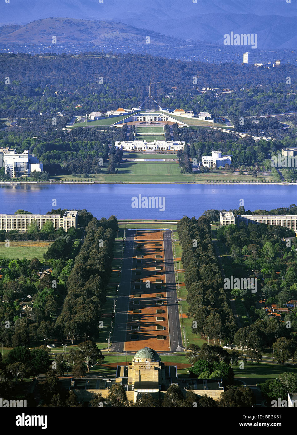 Anzac Parade and Parliament Buildings Canberra Australia Stock Photo ...