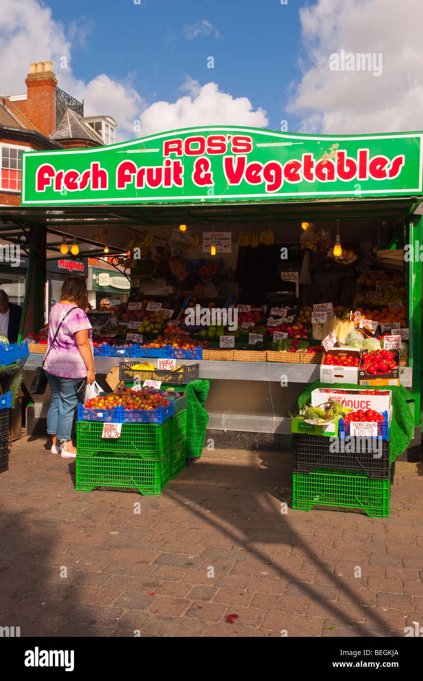 A fruit & vegetables stall at the market in Great Yarmouth , Norfolk ...