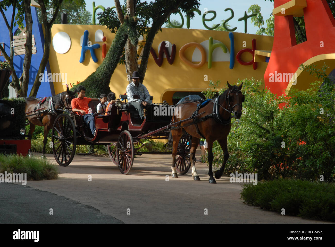 horse cart ride from Kids World, Singapore Zoo, Singapore Stock Photo ...