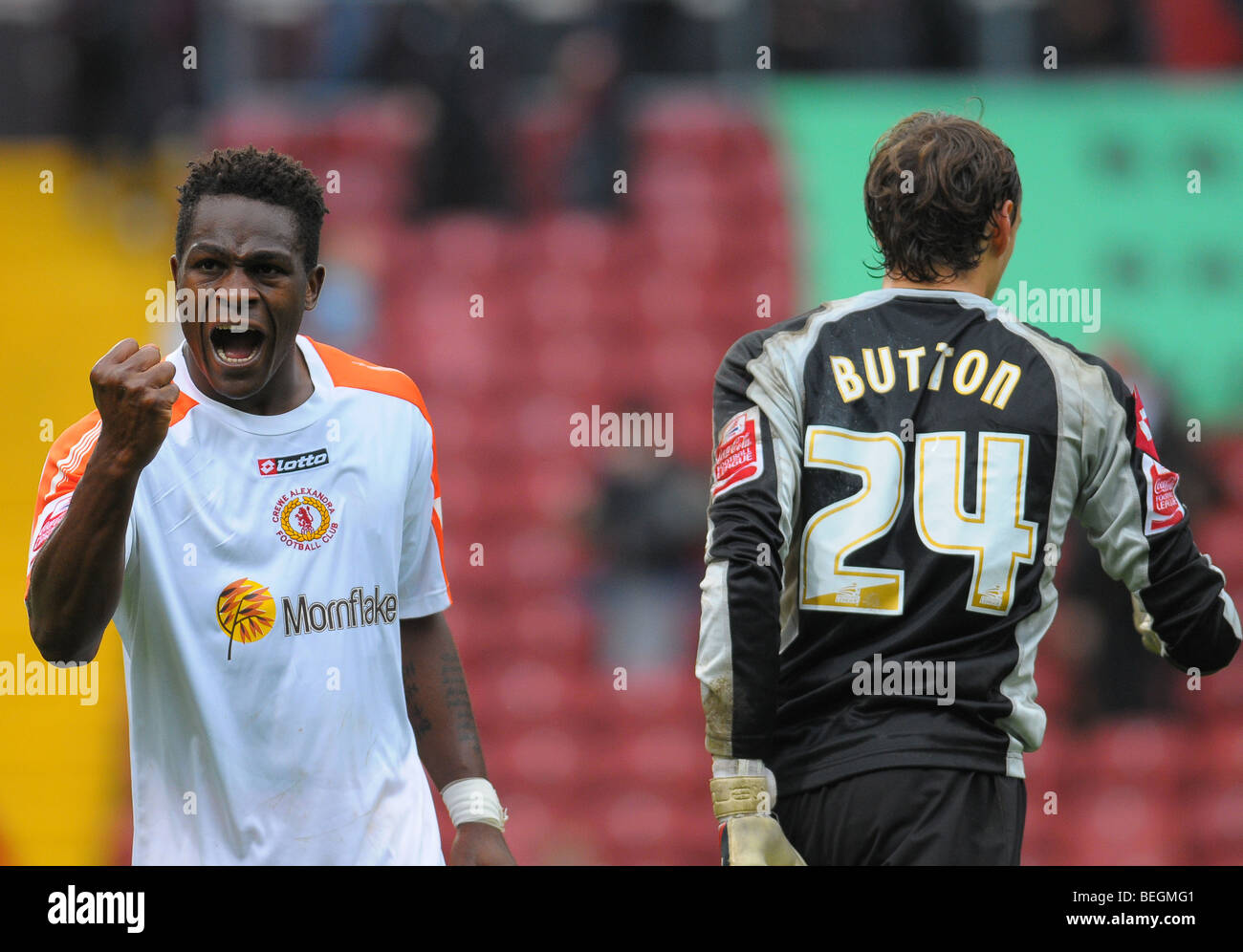 Crewe football player celebrates a win against bradford city Stock ...