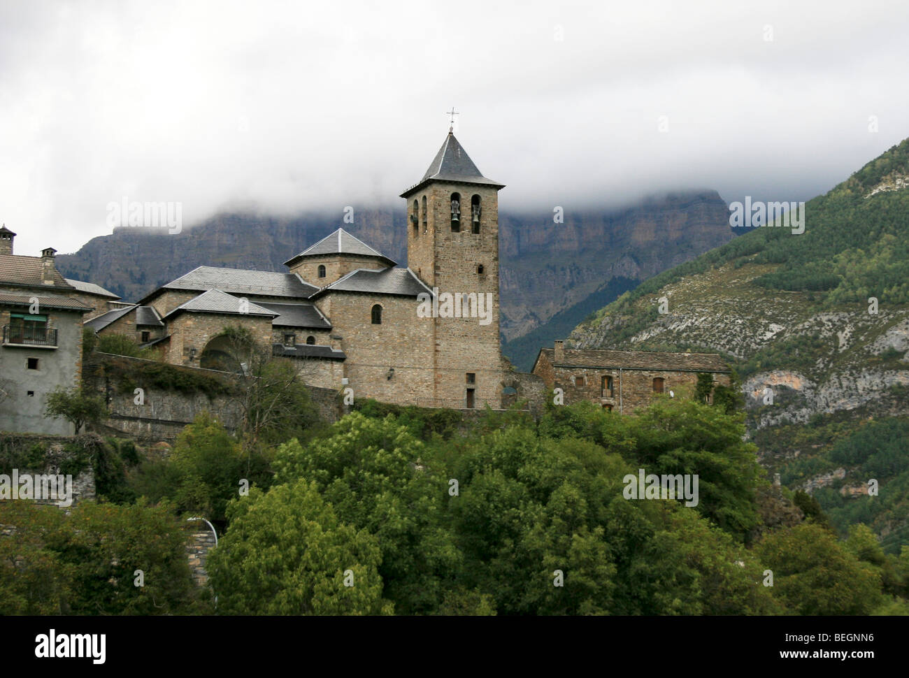 Spain, The Pyrenees Mountains Torla Church Stock Photo - Alamy