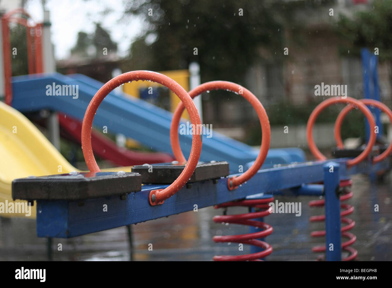 Empty children's playground Stock Photo - Alamy