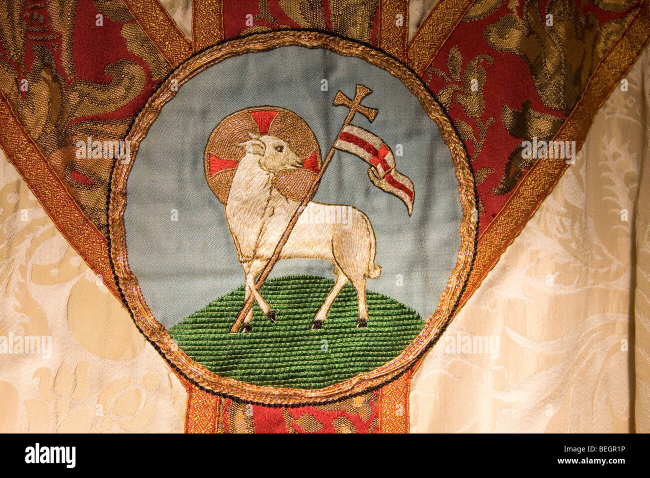 The Lamb of God symbolically decorates the robes (cassock) of a ...