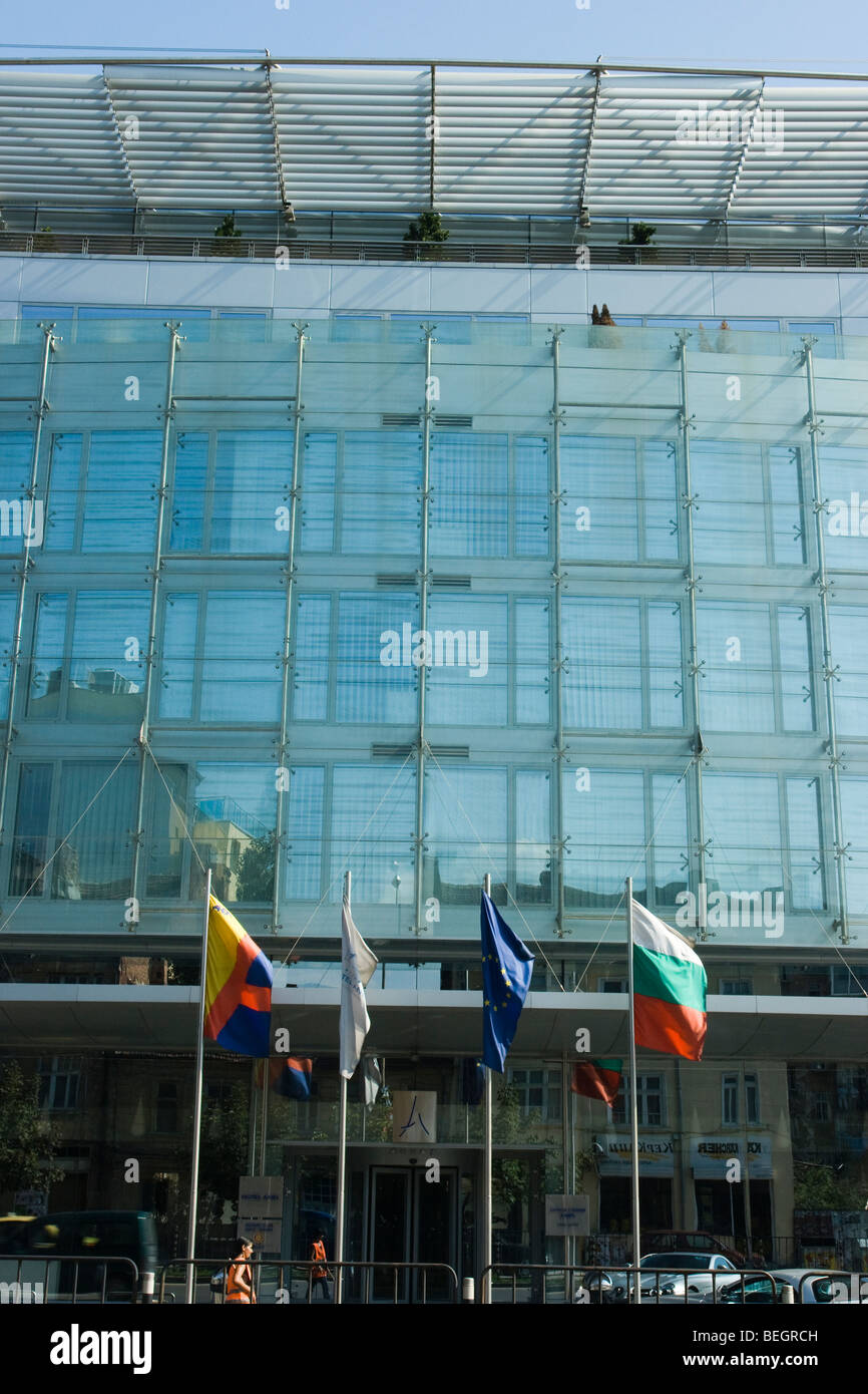 Contemporary architecture, rows of windows, architectural detail, Sofia ...
