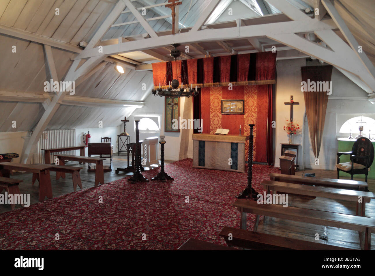 The Upper room and Chapel inside Talbot House, Poperinge, Belgium Stock ...