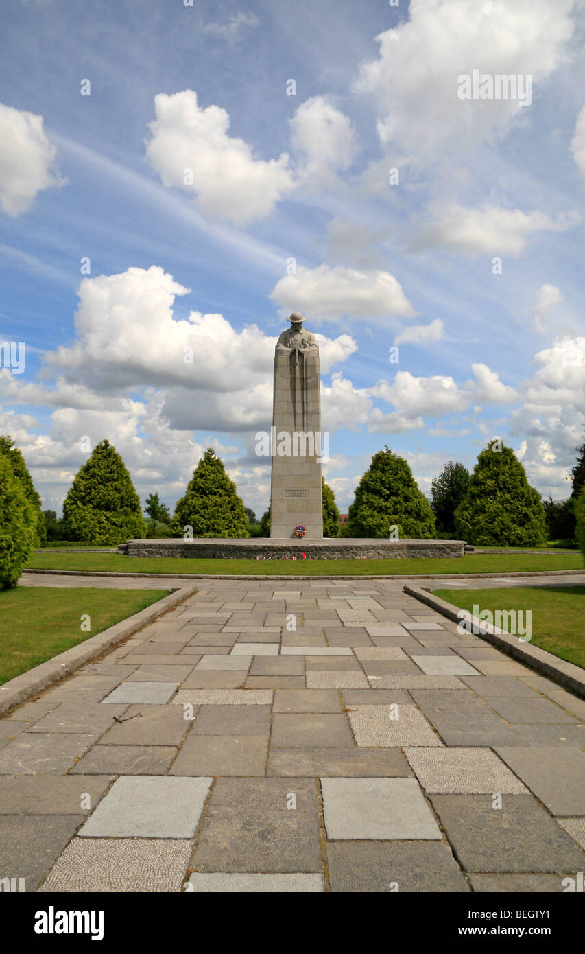 The Canadian Brooding Soldier memorial at Vancouver Corner, St Juliaan ...