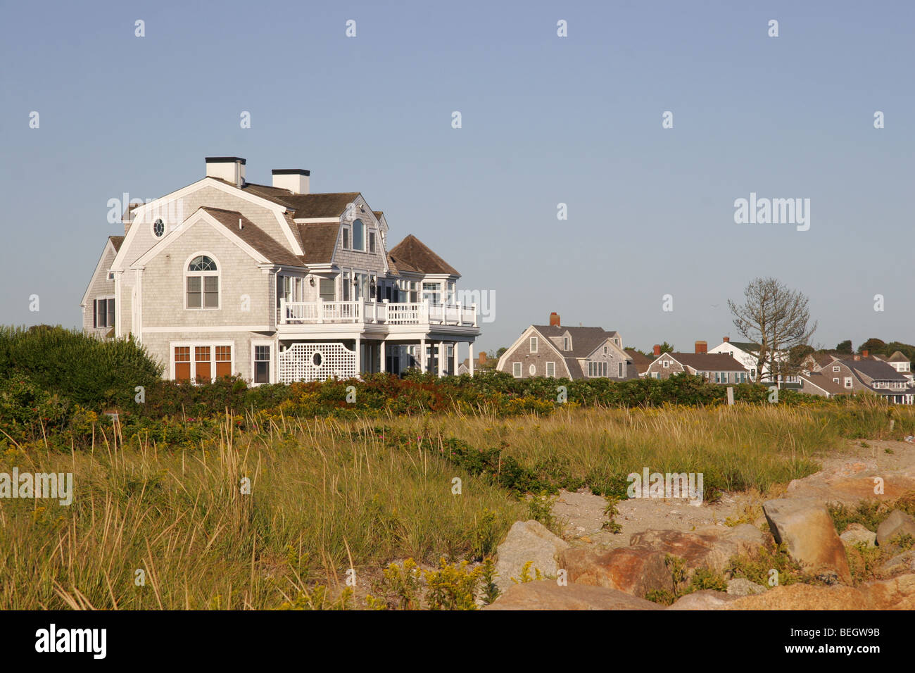 Large Cape Cod homes on the waterfront, Falmouth, Cape Cod, New England ...