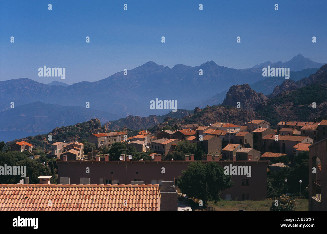 Piana Gulf de Porto Haute Corse with Mt Cinto mountain range behind ...