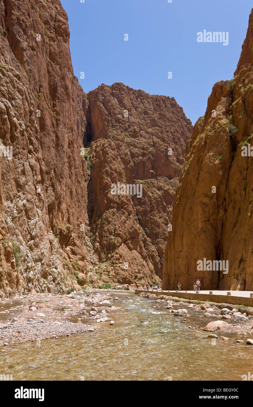 Todra Gorge and river Dades Valley High Atlas Mountains Morocco Stock ...