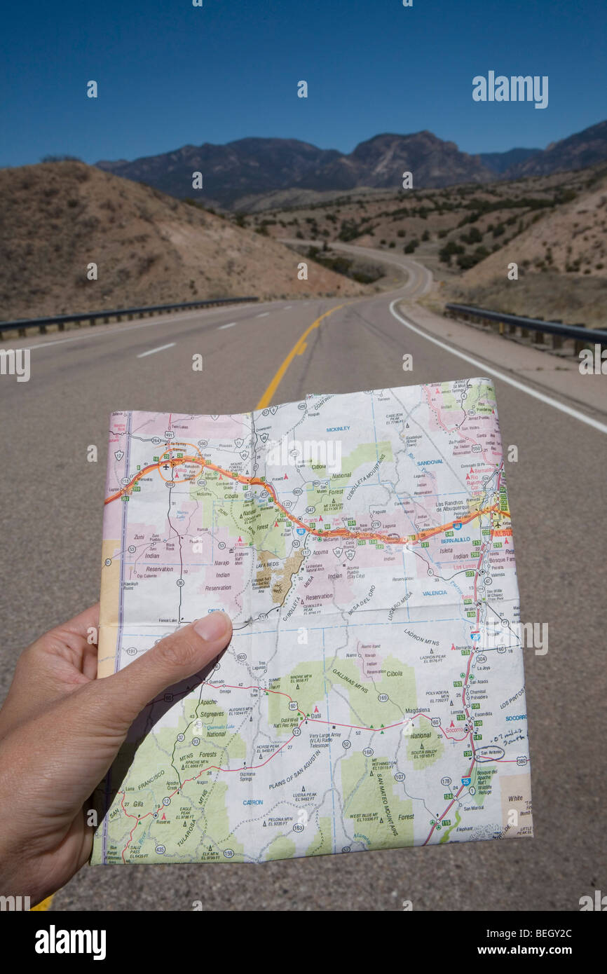 Map and Highway, New Mexico Stock Photo - Alamy