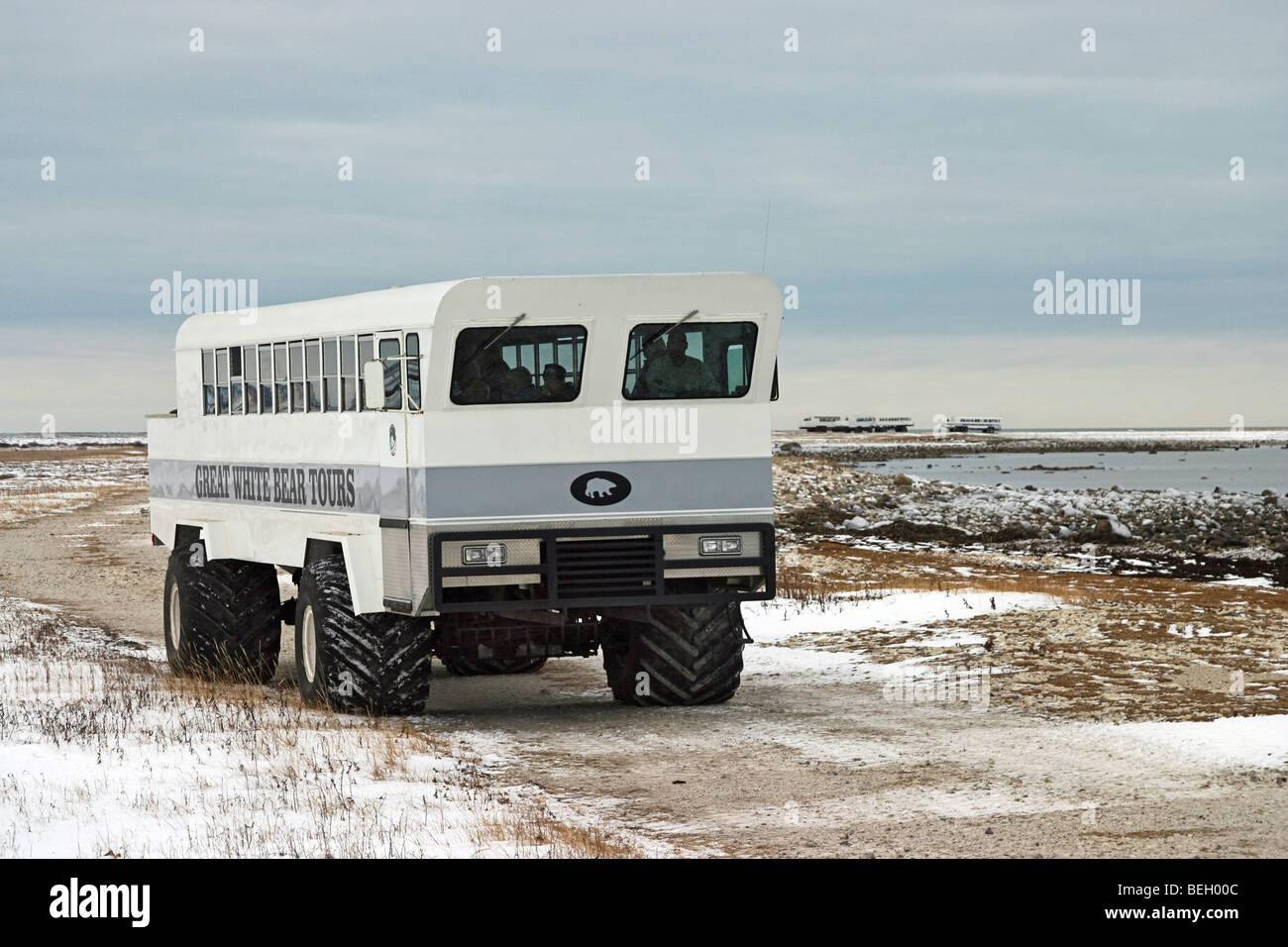 Tundra buggy used to take tourists onto the frozen tundra to watch ...