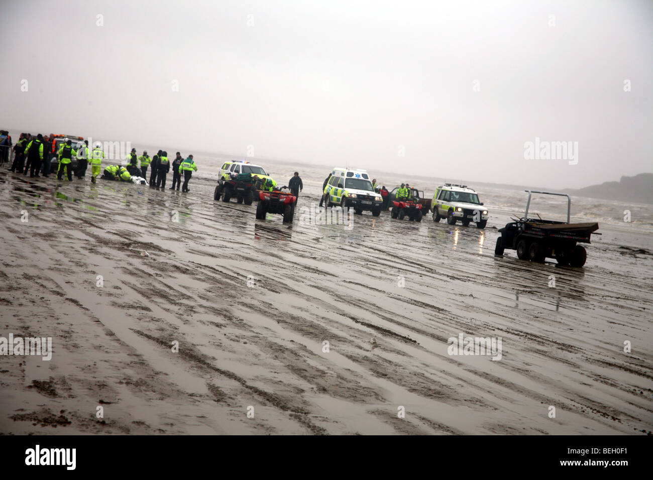 Paramedics at Weston Beach Race after a accident stopped the race Stock ...