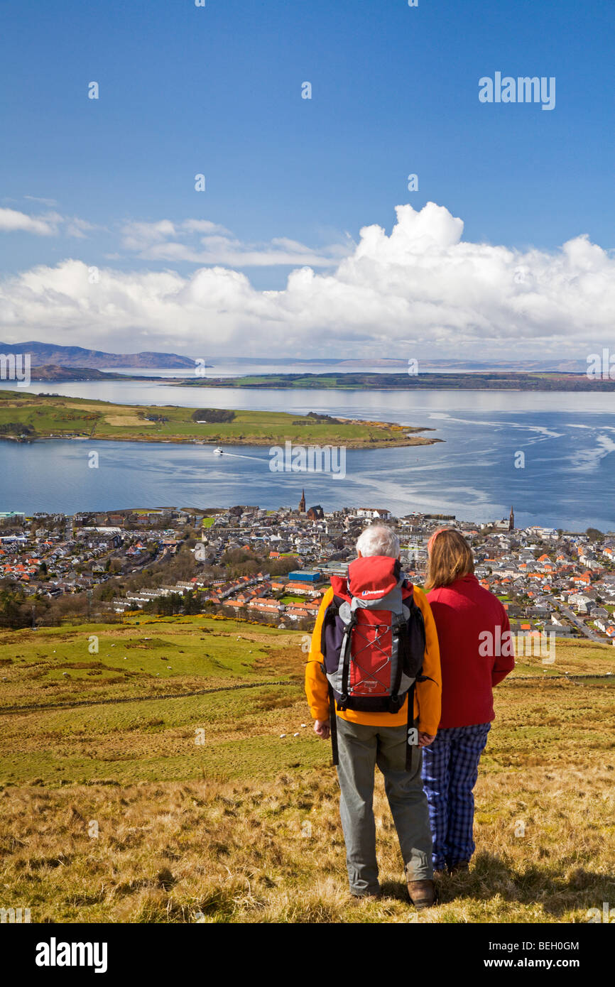 Largs and the Cumbrae Ferry from Castle Hill Stock Photo - Alamy