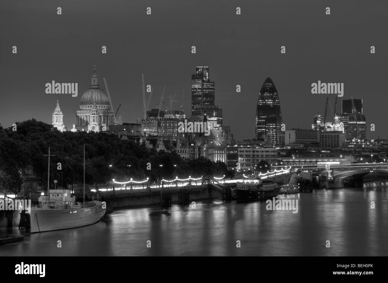 St Paul's Cathedral and the City of London viewed at night from ...