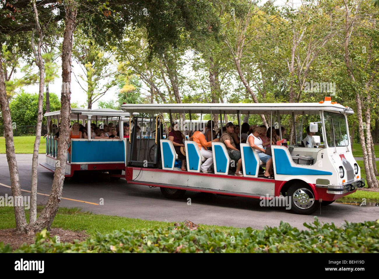 Tour bus at NASA Space Center Houston Texas USA Stock Photo - Alamy