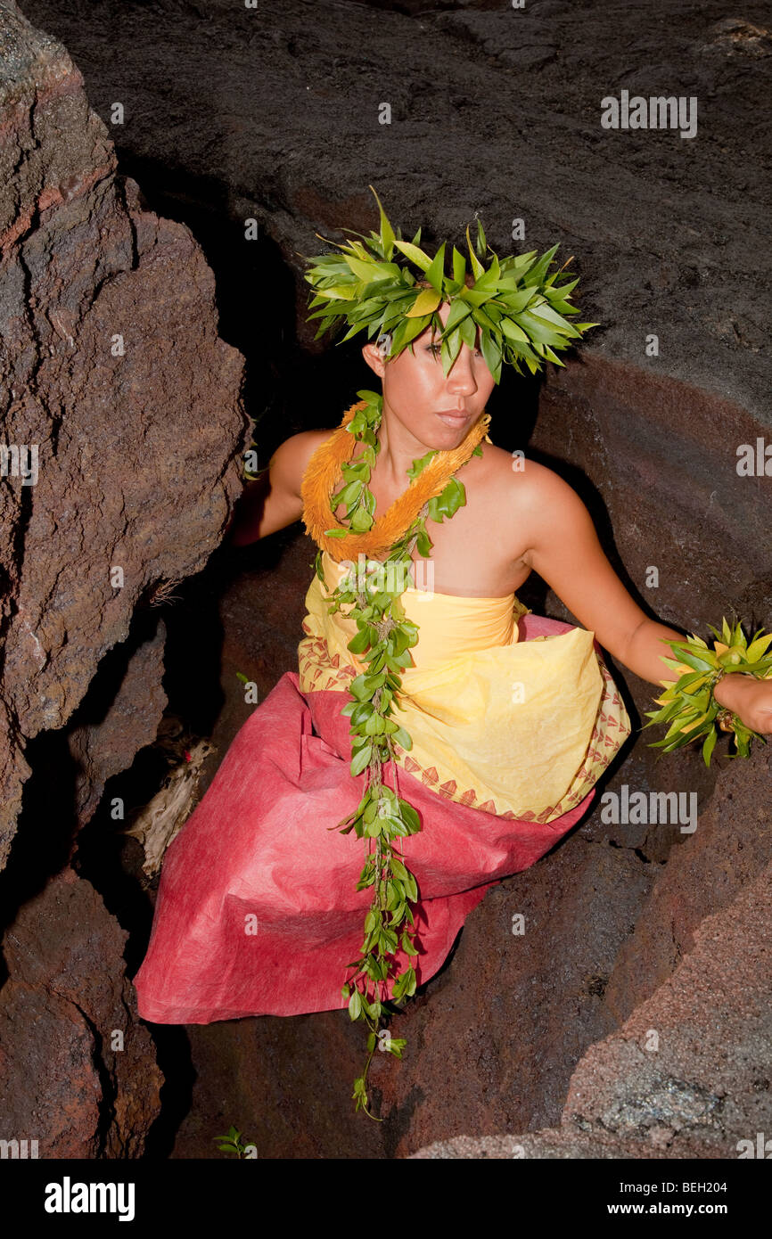Young Hawaiian woman wearing traditional hula attire Stock Photo - Alamy
