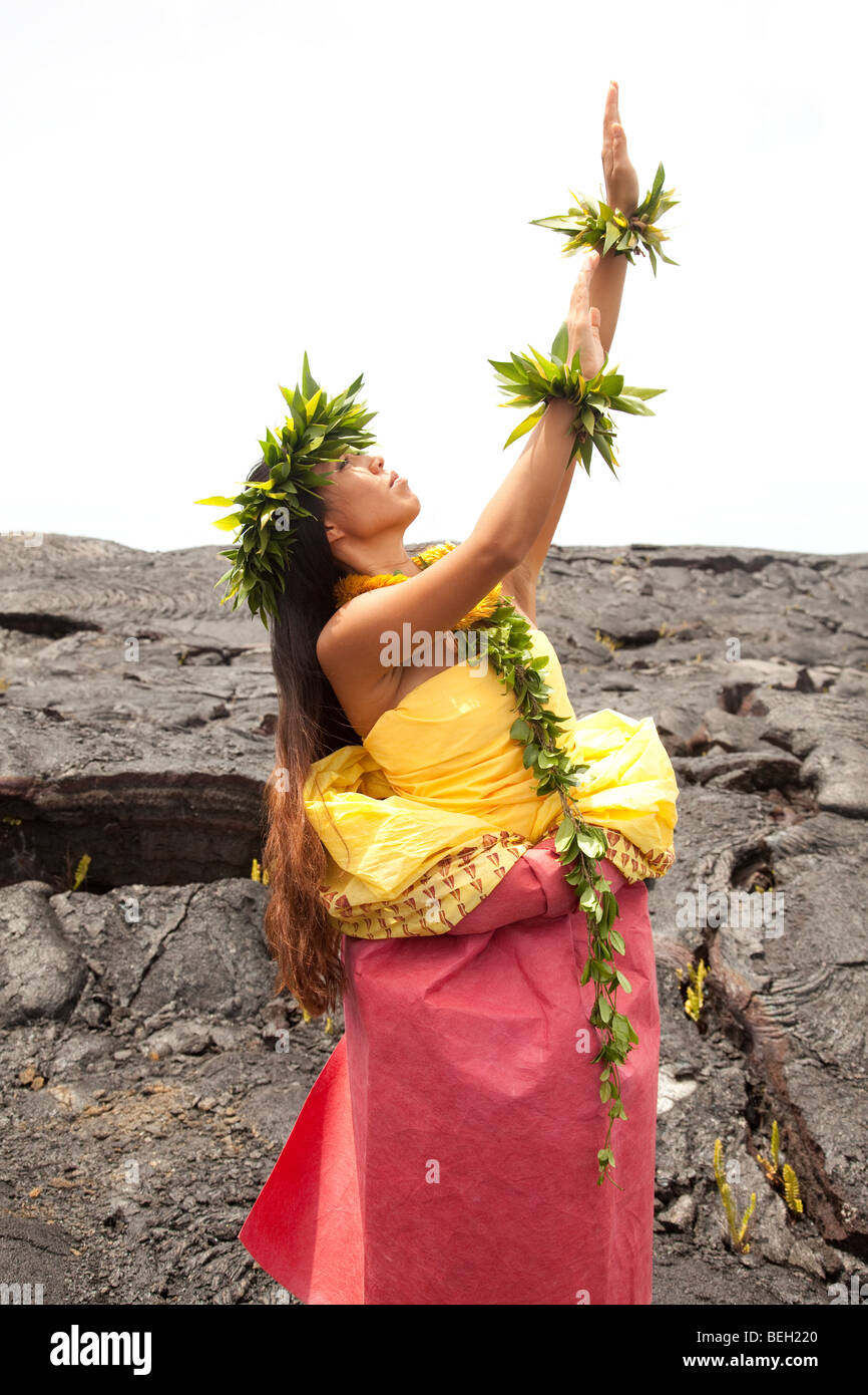 Young Hawaiian woman wearing traditional hula attire Stock Photo - Alamy