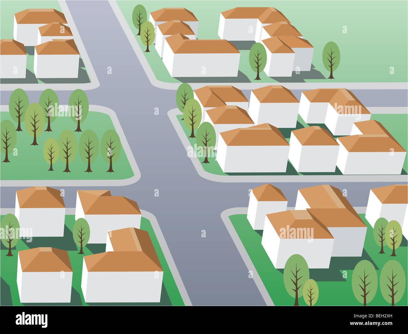 Illustration of suburb buildings design for real estate Stock Photo - Alamy