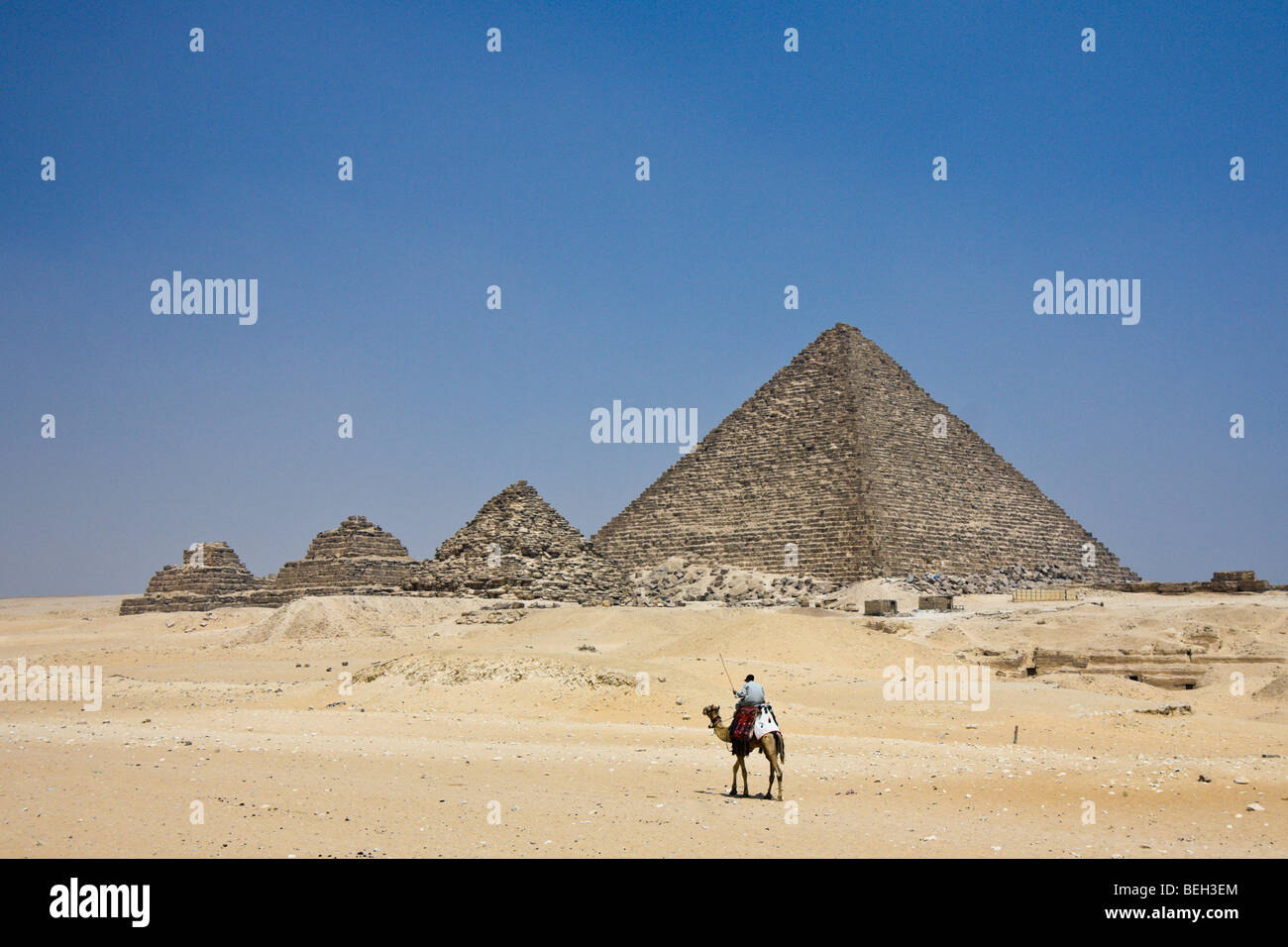 Pyramid of Menkaure and three small Pyramids of Queens, Cairo, Egypt ...