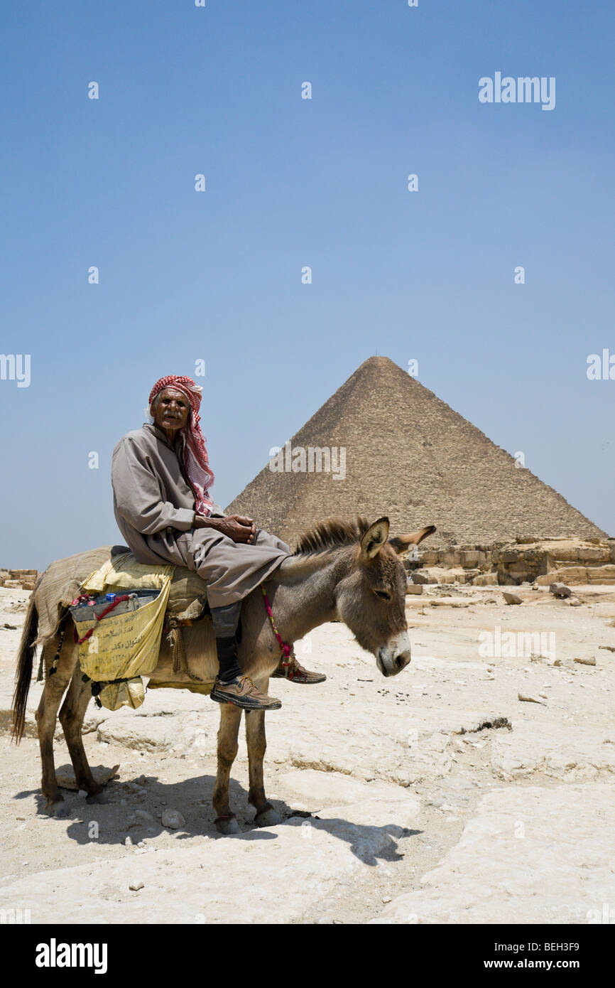 Pyramid of Cheops with Egyptian on Donkey in Foreground, Cairo, Egypt ...