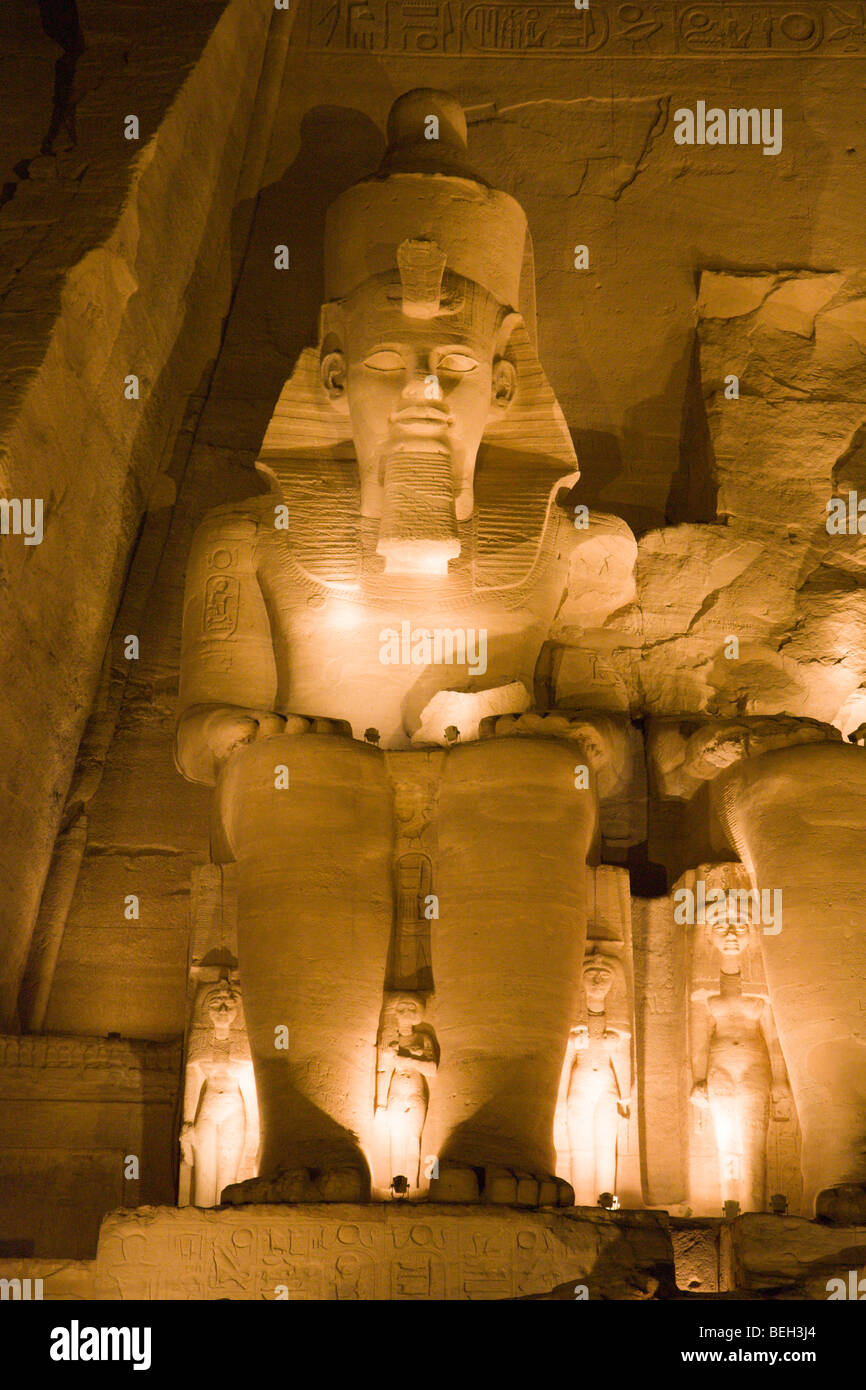 Colossal Statue of Pharao Ramses II. during Lightshow, Abu Simbel ...