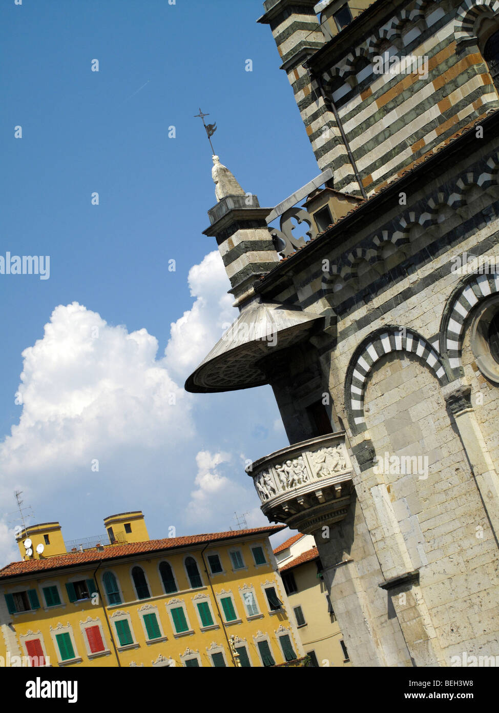 The corner of the Duomo situated on Piazza Duomo in Prato in the ...
