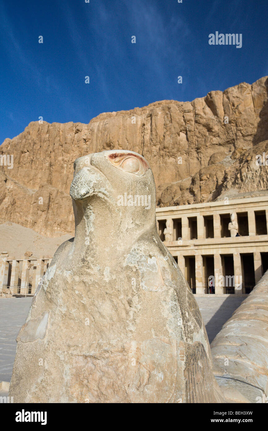 Horus Hawk at ascent of Mortuary Temple of Queen Hatshepsut, Luxor ...
