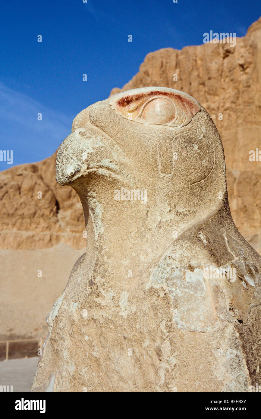 Horus Hawk at ascent of Mortuary Temple of Queen Hatshepsut, Luxor ...