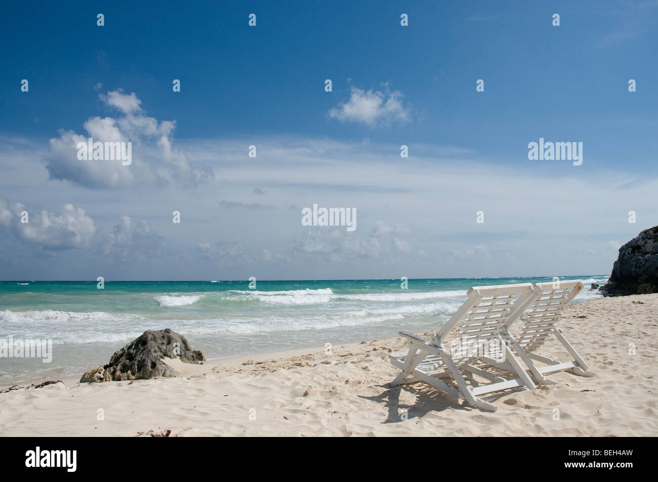 Beach Scenery at Tulum, Tulum, Yucatan Peninsula, Mexico Stock Photo ...