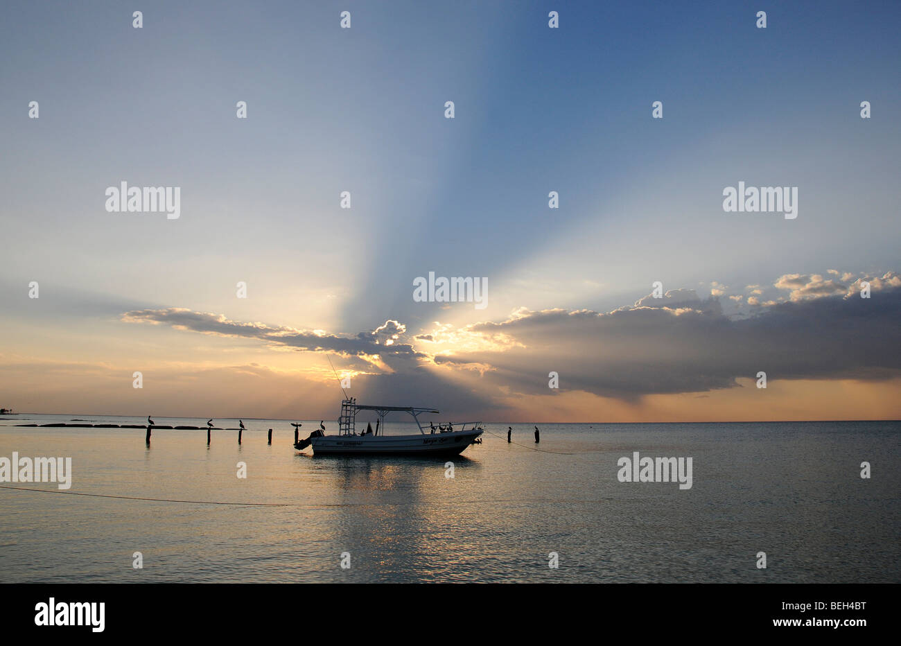 Sunset at Holbox Island, Yucatan Peninsula, Caribbean Sea, Mexico Stock ...