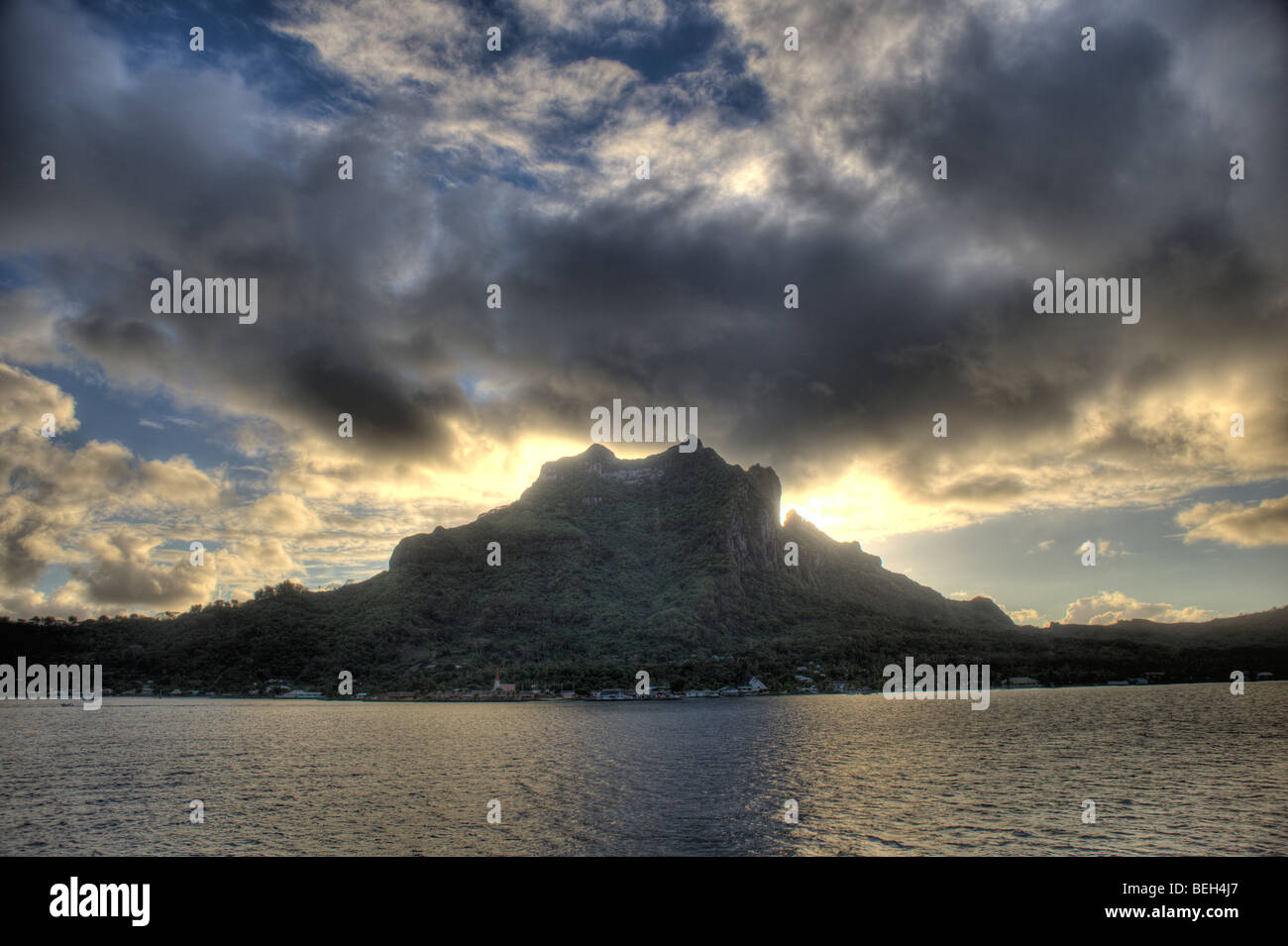Sunrise over Bora Bora, Bora Bora, French Polynesia Stock Photo - Alamy