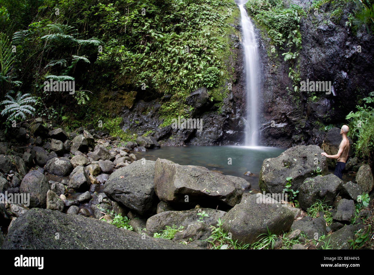 Waterfall inside of Tahiti, Tahiti, French Polynesia Stock Photo - Alamy
