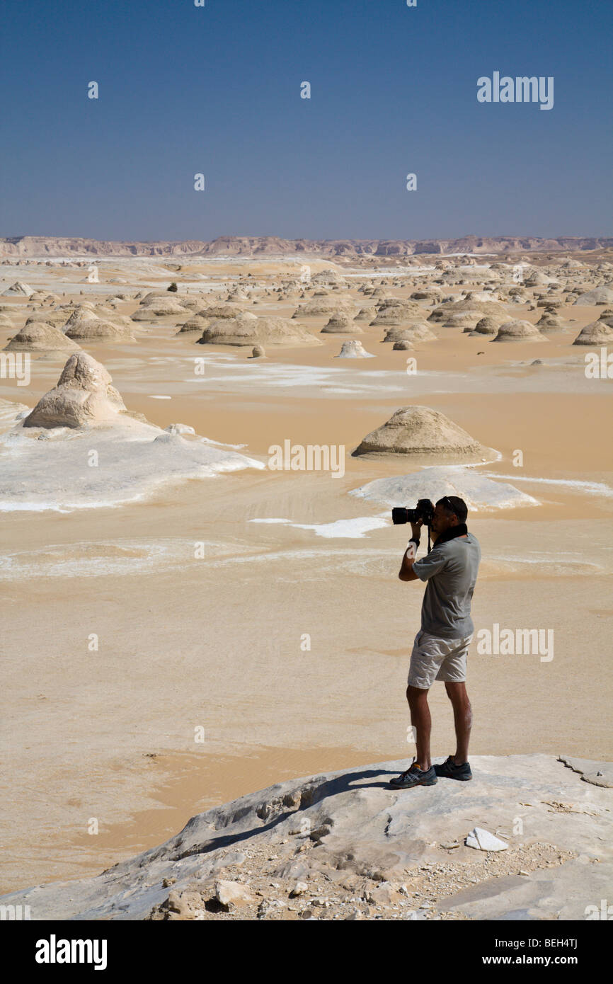 Tourist photographs Landscape in White Desert National Park, Libyan ...