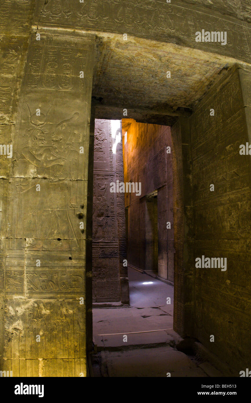 Inside of Horus Temple in Edfu, Edfu, Egypt Stock Photo - Alamy