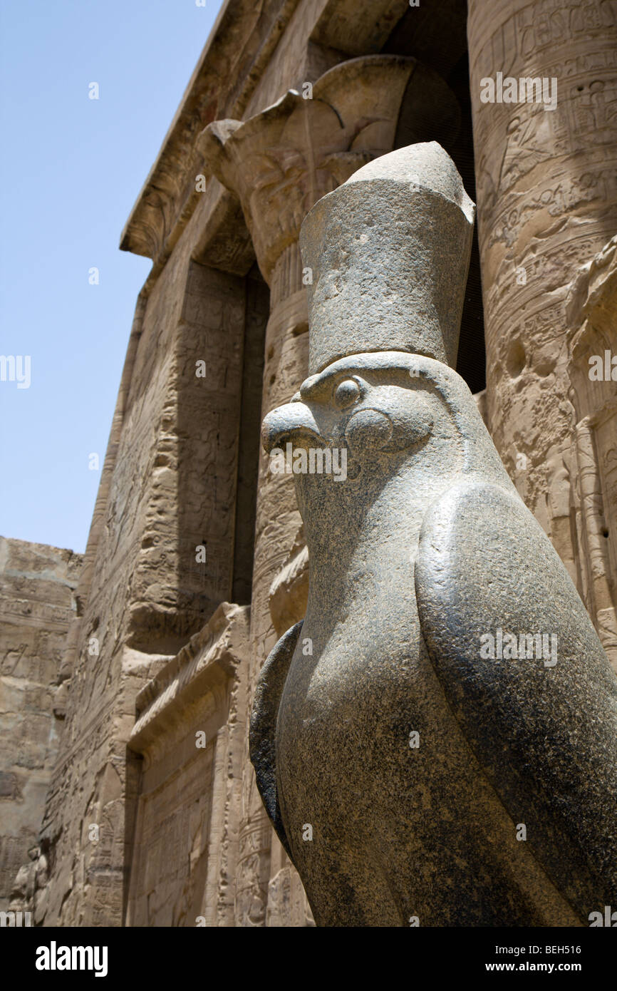 Horus Falcon Statue at Temple of Horus in Edfu, Edfu, Egypt Stock Photo ...
